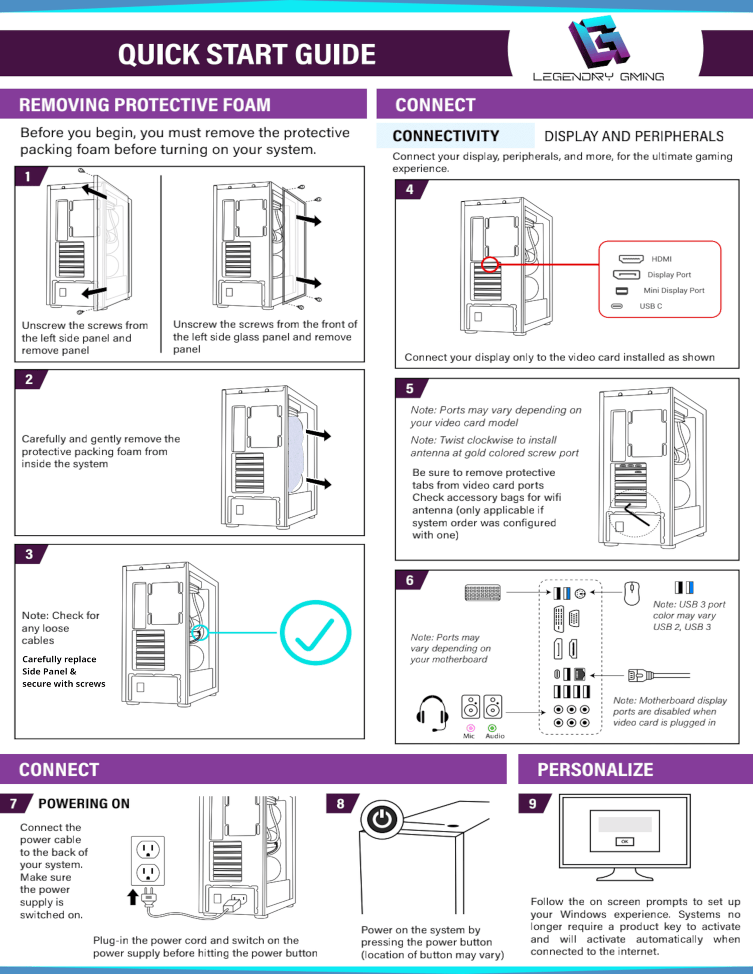 Quick Start Guide for your Legendary Gaming PC